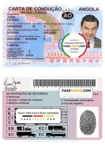 Angola driver license Psd Template | Fake Docs Shop