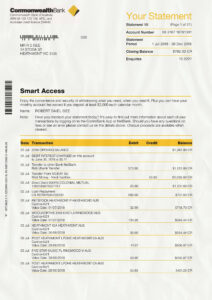Commonwealth Bank Statement psd template | Fake Docs Shop