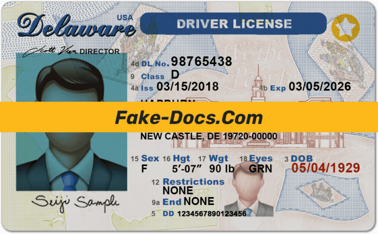 Delaware driver license Psd Template | Fake Docs Shop
