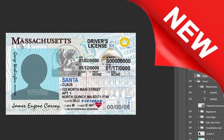Massachusetts driver license Psd Template | Fake Docs Shop