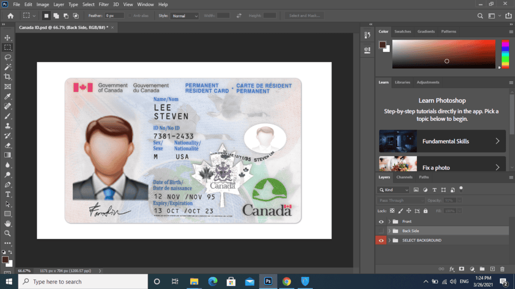 Canada ID Card Psd Template | Fake Docs Shop