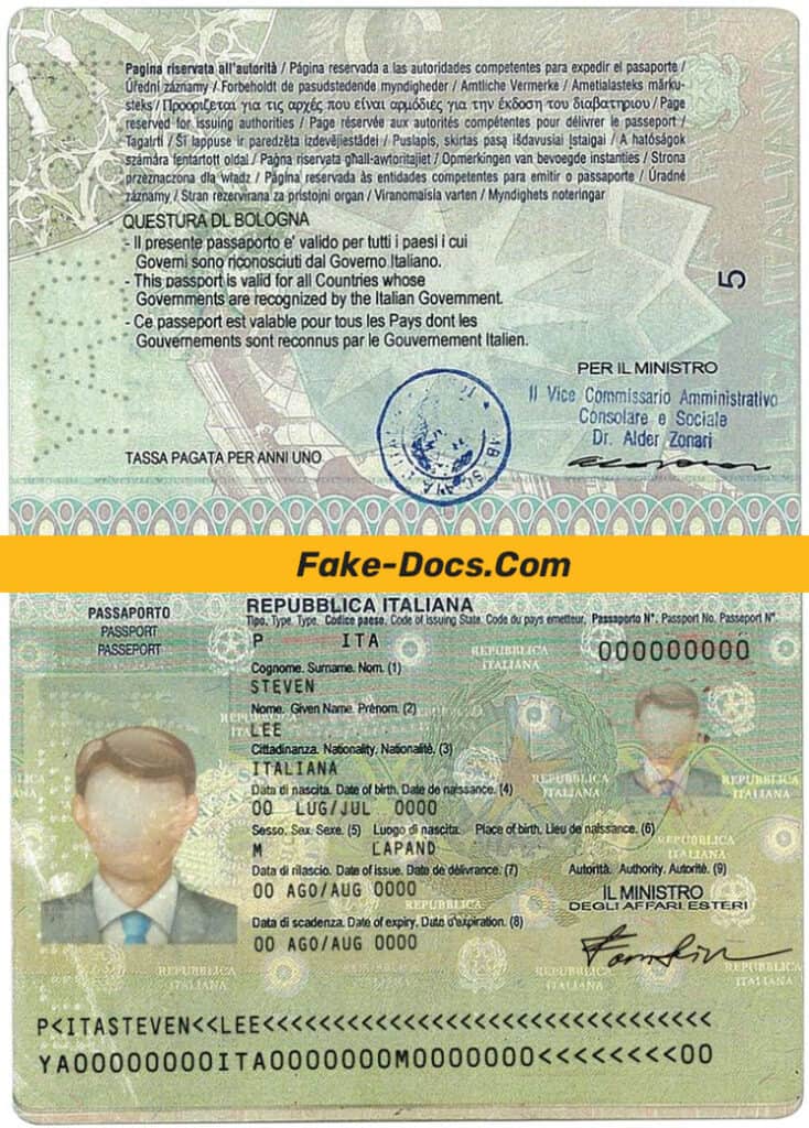 Italy Passport psd template | Fake Docs