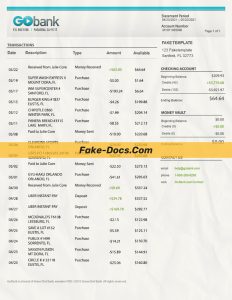 Gobank Bank Statement Psd Template | Fake Docs