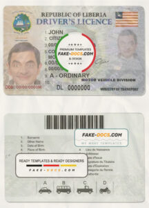 Liberia driver license Psd Template | Fake Docs Shop
