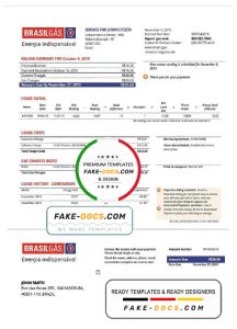 Brazil Gas utility bill template in Word and PDF format | Fake Docs Shop