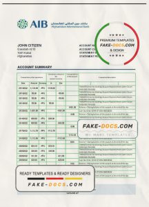 Afghanistan Aib bank statement template in Excel an PDF format | Fake ...