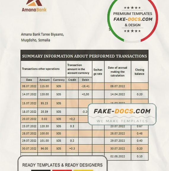 Afghanistan Aib bank statement template in Excel an PDF format | Fake Docs