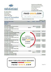 Jordan Commercial Bank JCB bank statement easy to fill template in .xls ...