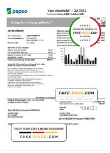 USA Washington Pepco utility bill template in Word and PDF format ...