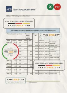 Palau ADB bank statement Excel and PDF template | Fake Docs
