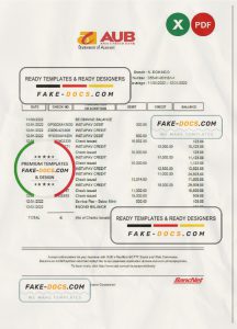 Philippines Asia United Bank (AUB) account statement Excel and PDF template | Fake Docs Shop