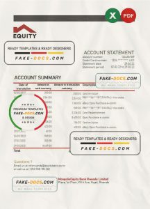 Rwanda Equity bank statement, Excel and PDF template | Fake Docs Shop