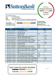USA Ohio SUTTON bank statement template in Word and PDF format | Fake ...