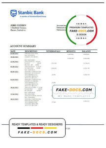 Zimbabwe Stanbic Bank statement template in Word and PDF format | Fake ...