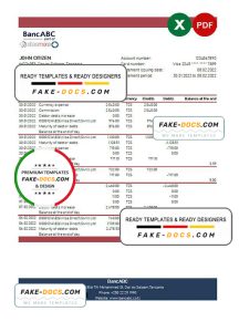 Tanzania BancABC bank statement, Excel and PDF template | Fake Docs Shop