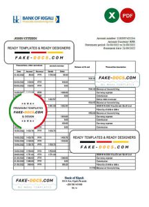 Rwanda Bank of Kigali bank statement, Excel and PDF template | Fake ...