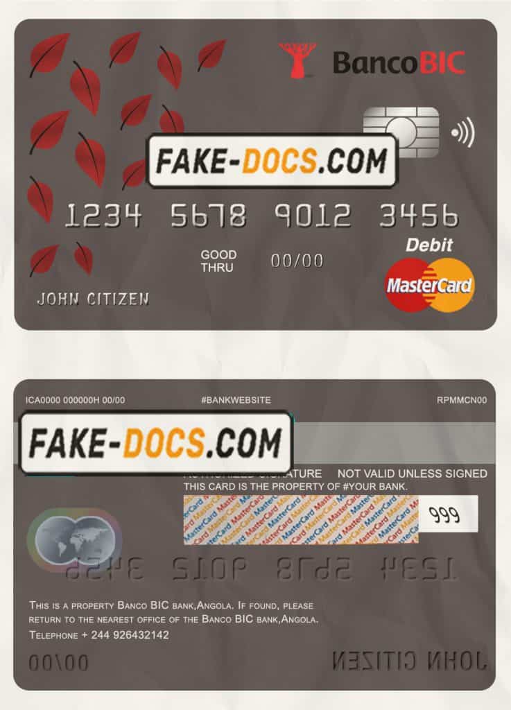 Angola Banco BIC bank mastercard debit card template in PSD format ...