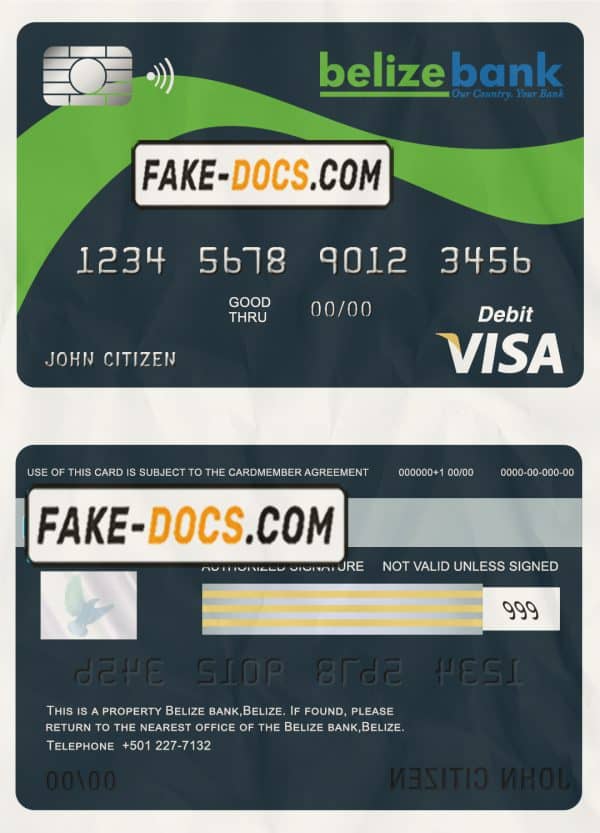 Belize Belizebank visa card debit card template in PSD format, fully ...