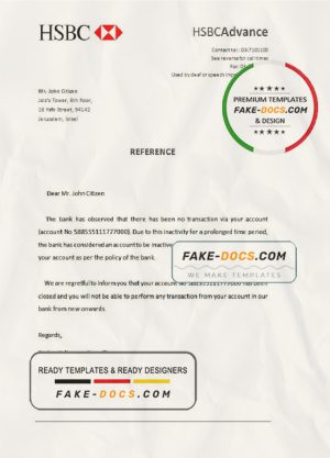Israel HSBC bank account closure reference letter template in Word and ...