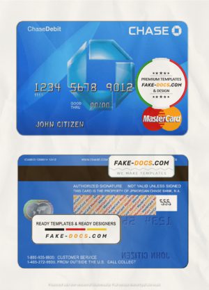 USA Chase bank MasterCard Debit card template in PSD format, fully ...