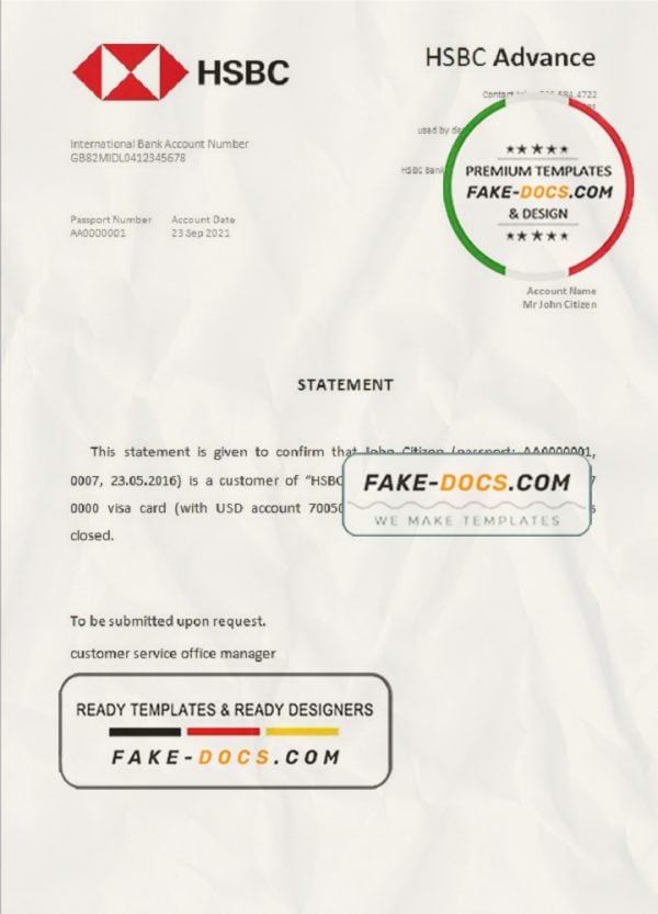 USA HSBC bank account closure reference letter template in Word and PDF ...