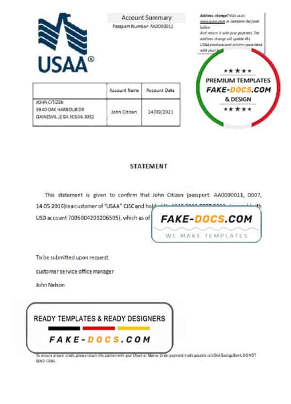 USA USAA bank account closure reference letter template in Word and PDF ...