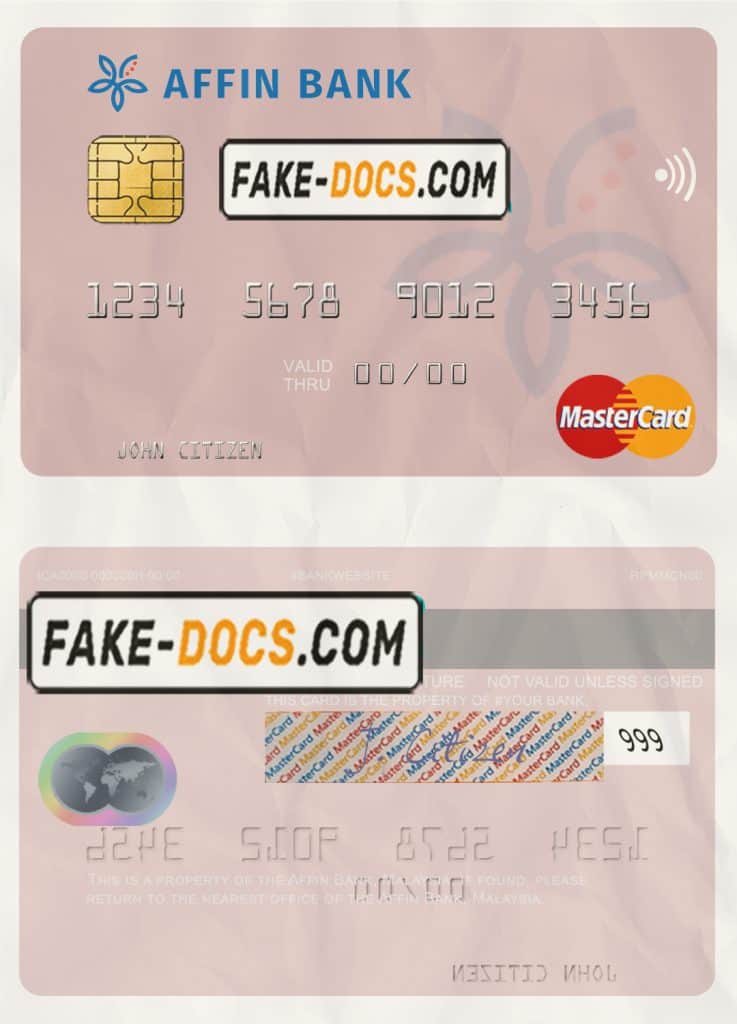 Malaysia Affin bank mastercard credit card template in PSD format ...