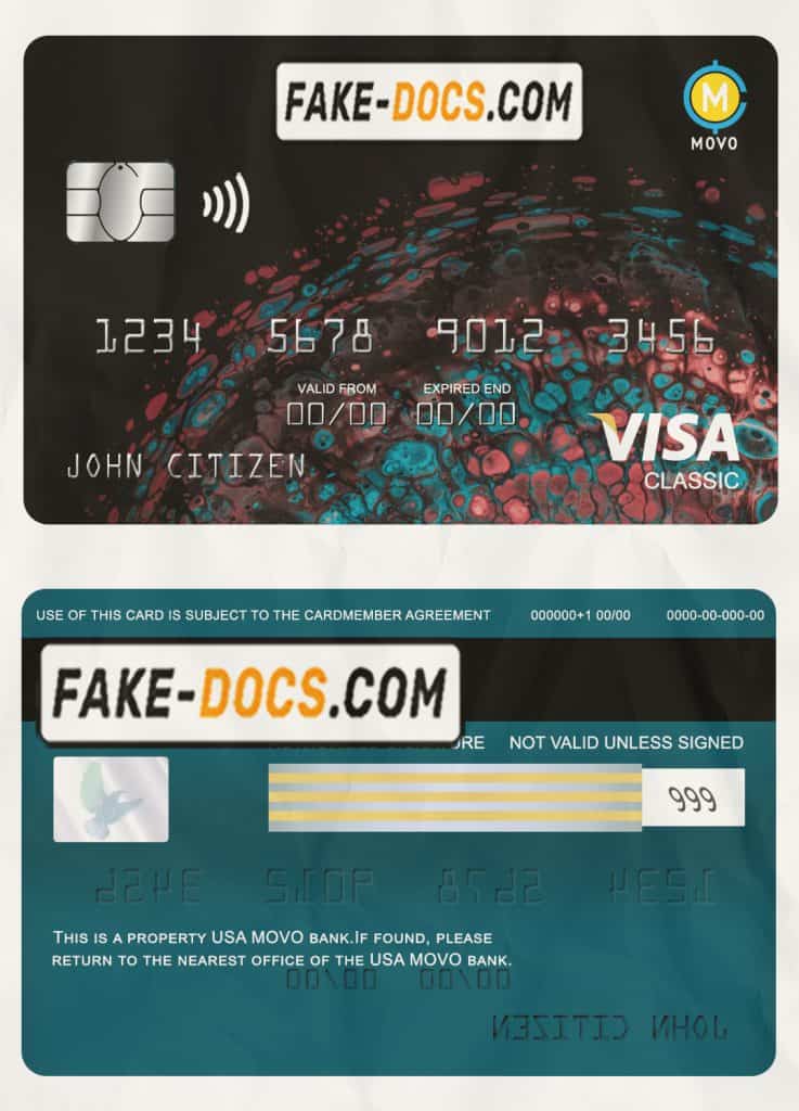 USA MOVO bank visa classic card fully editable template in PSD format ...