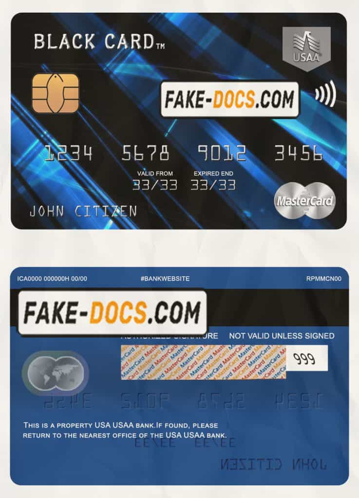 USA USAA bank mastercard, fully editable template in PSD format | Fake Docs