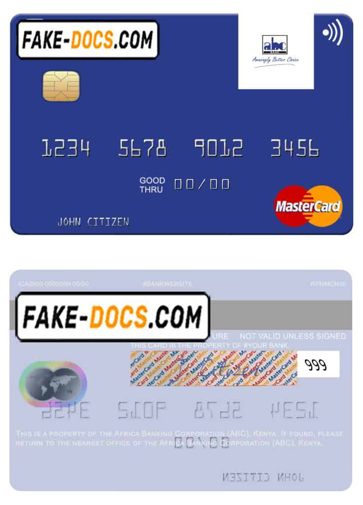 Africa Banking Corporation (ABC) Kenya mastercard fully editable ...