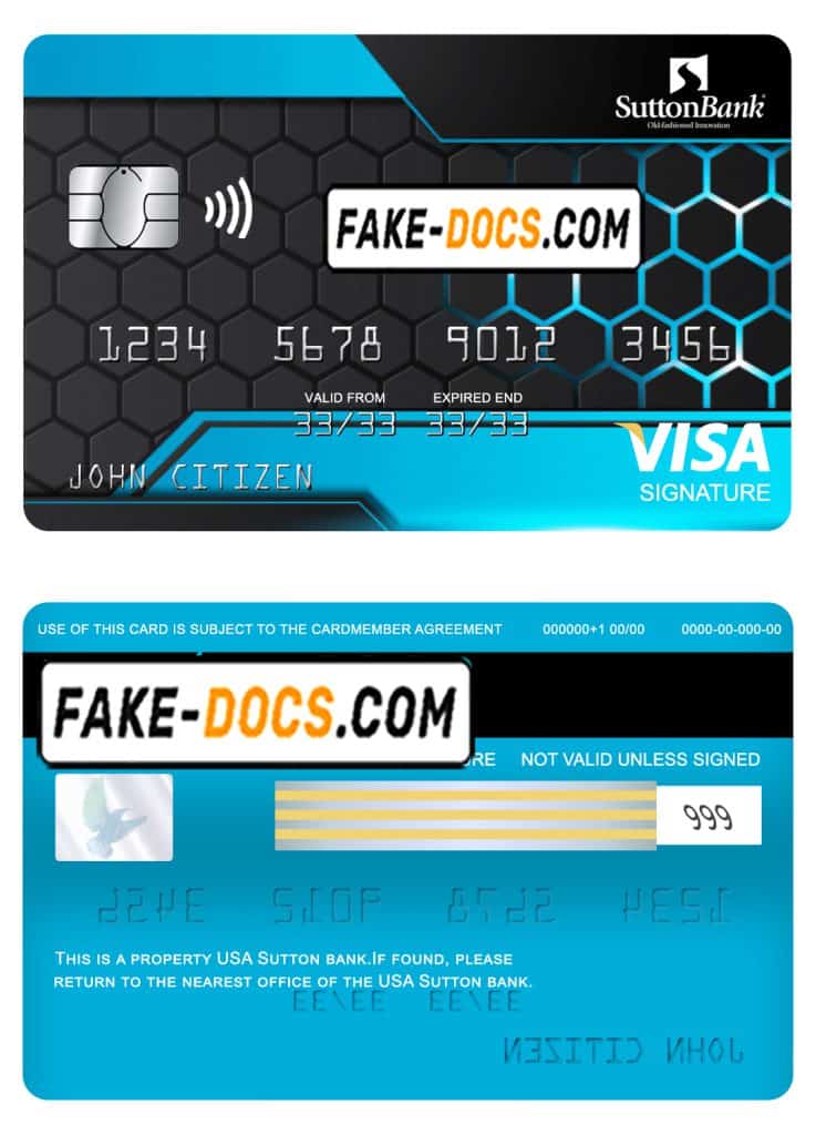 USA Sutton bank visa signature card fully editable template in PSD ...