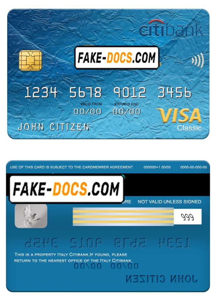 Italy Citibank visa classic card, fully editable template in PSD format ...