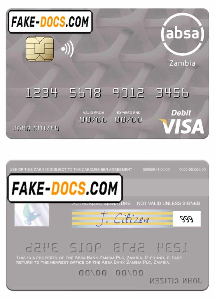 Zambia Absa Bank Zambia Plc visa debit card template in PSD format ...