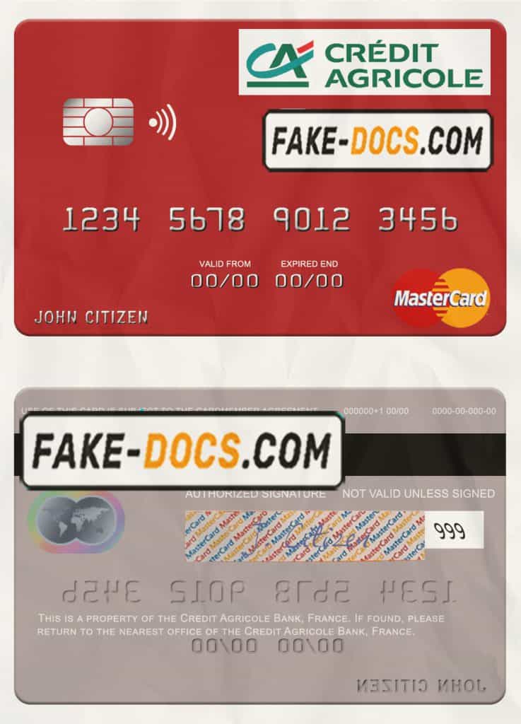 France Credit Agricole Bank mastercard credit card template in PSD ...
