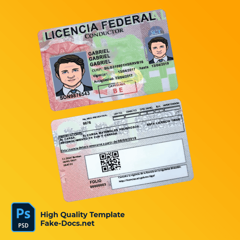 Mexico driver license PSD template | Fake Docs Shop