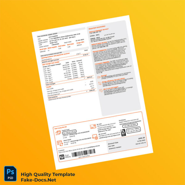 Australia Alinta Energy Editable Utility Bill Template in Word and PDF ...