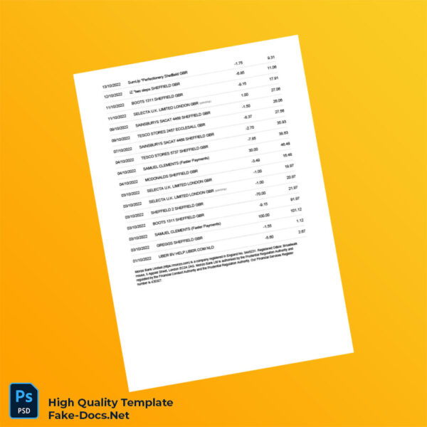 Poland Monzo Bank Statement Template in Word and PDF formats 2 page ...