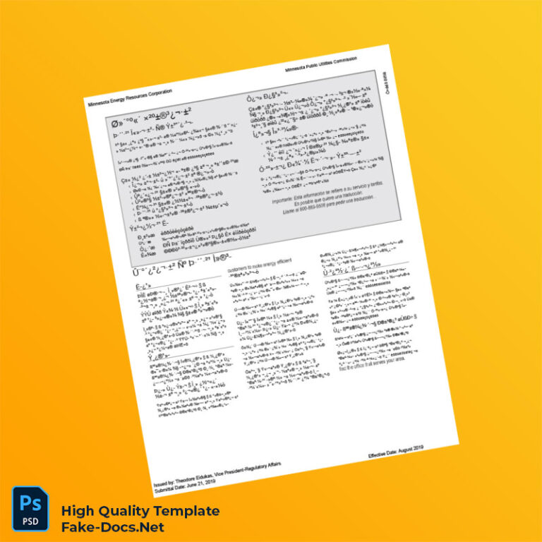 USA Minnesota Energy Resources Corporation Editable Gas Bill Template ...
