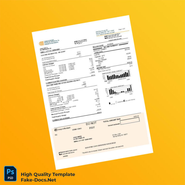 USA Orange Rockland Editable Utility Bill Template in Word and PDF ...