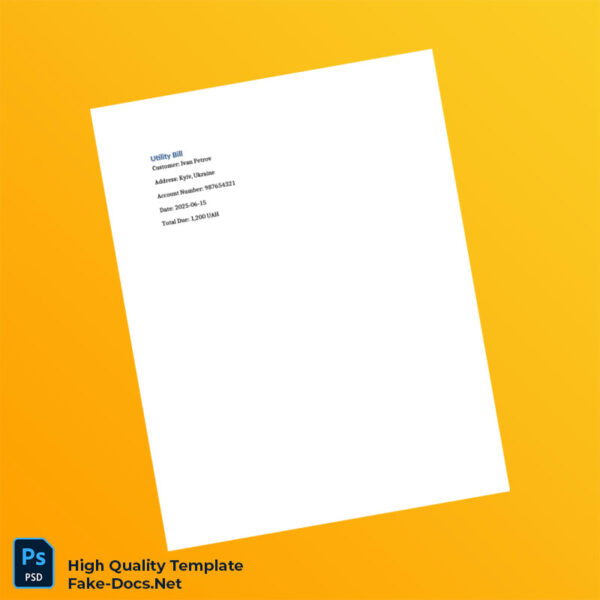 Ukraine Editable Utility Bill Template in Word and PDF formats | Fake ...