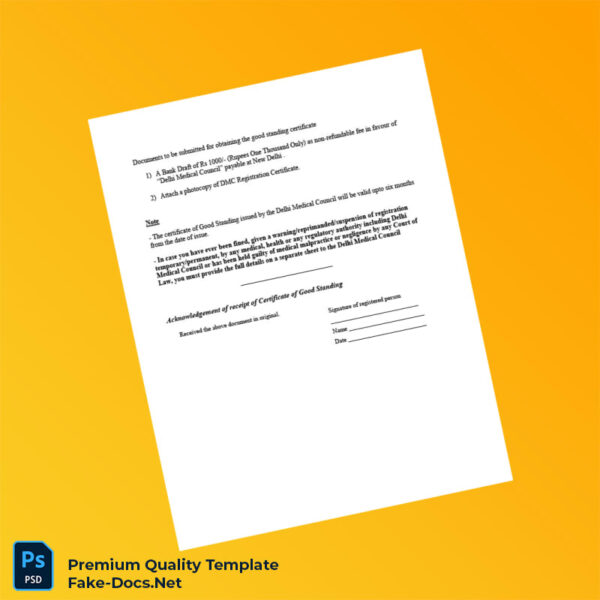 India Delhi Medical Council Certificate of Good Standing Application ...