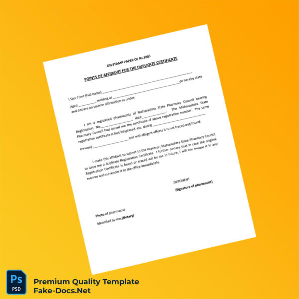 India Maharashtra State Pharmacy Council Duplicate Registration ...
