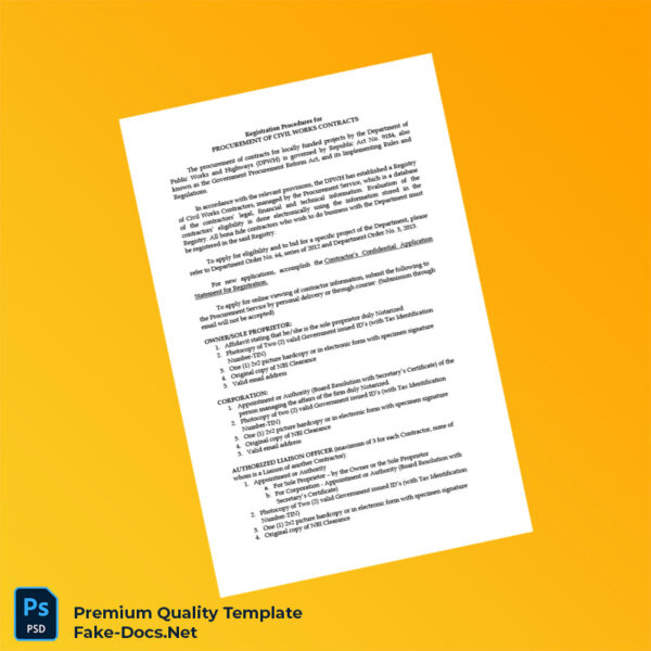 Philippines DPWH Editable Registration Certificate Template (Word & PDF ...