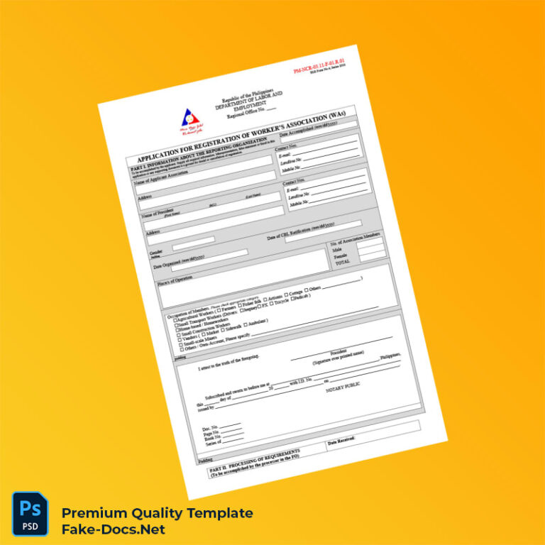 Philippines Department of Labor and Employment Registration Certificate Template (Word & PDF) 2 ...