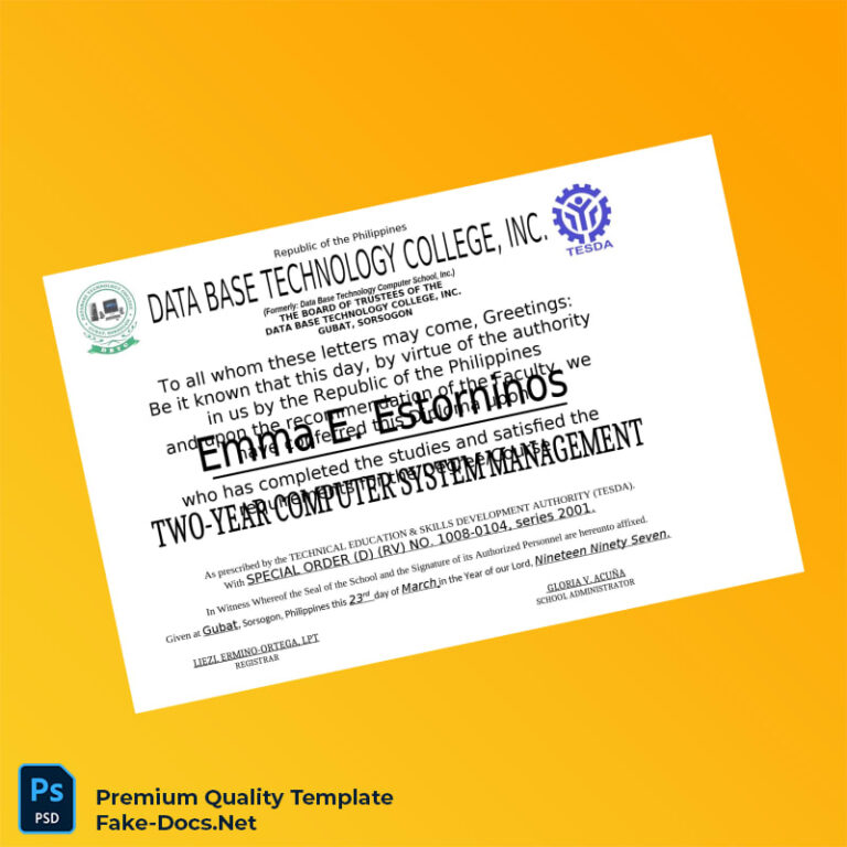 Philippines Data Base Technology College Inc Two-Year Computer System ...